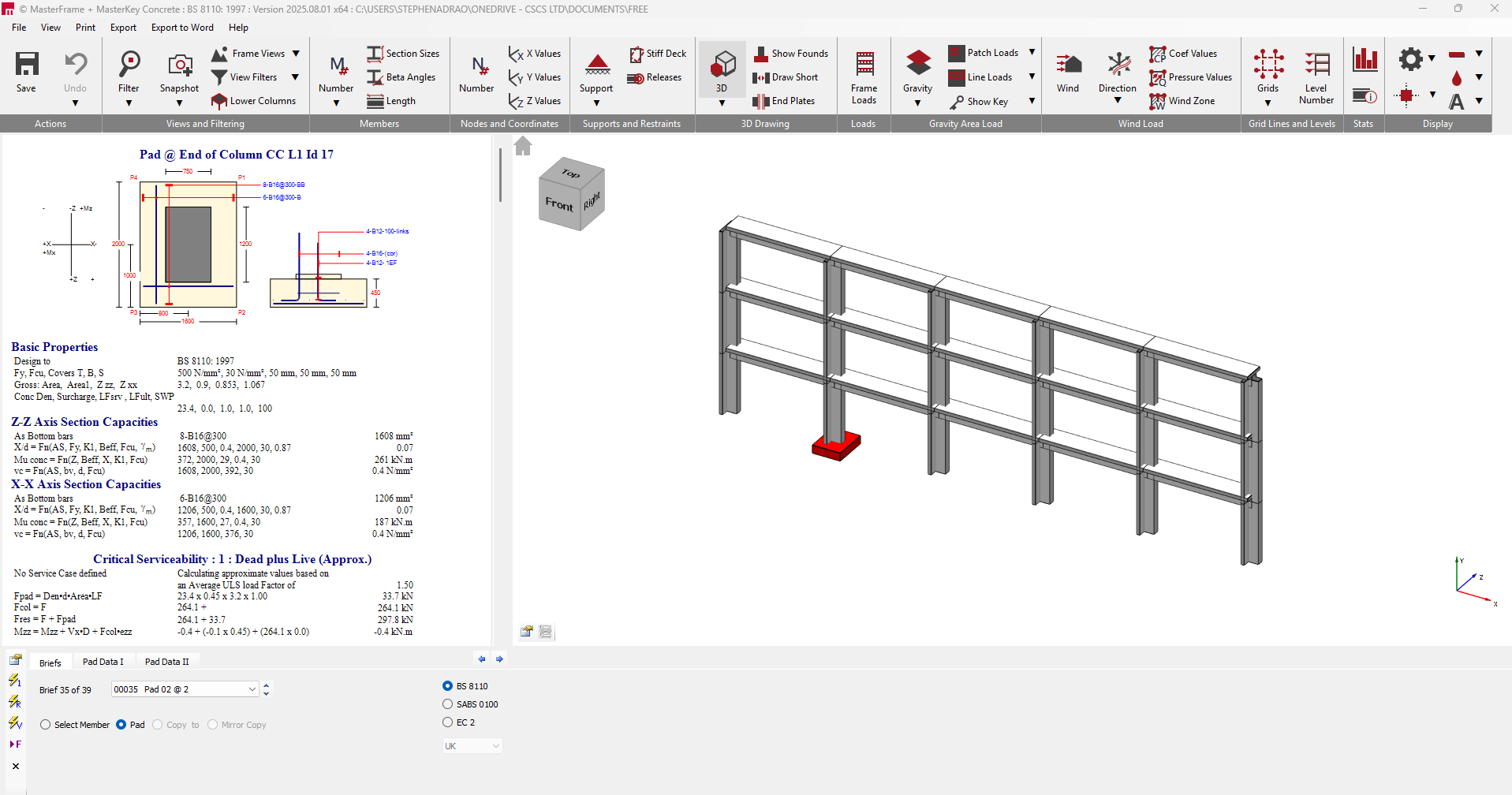 Integrated Pad Foundation Design (EN1992/EN1997) | MasterSeries Help