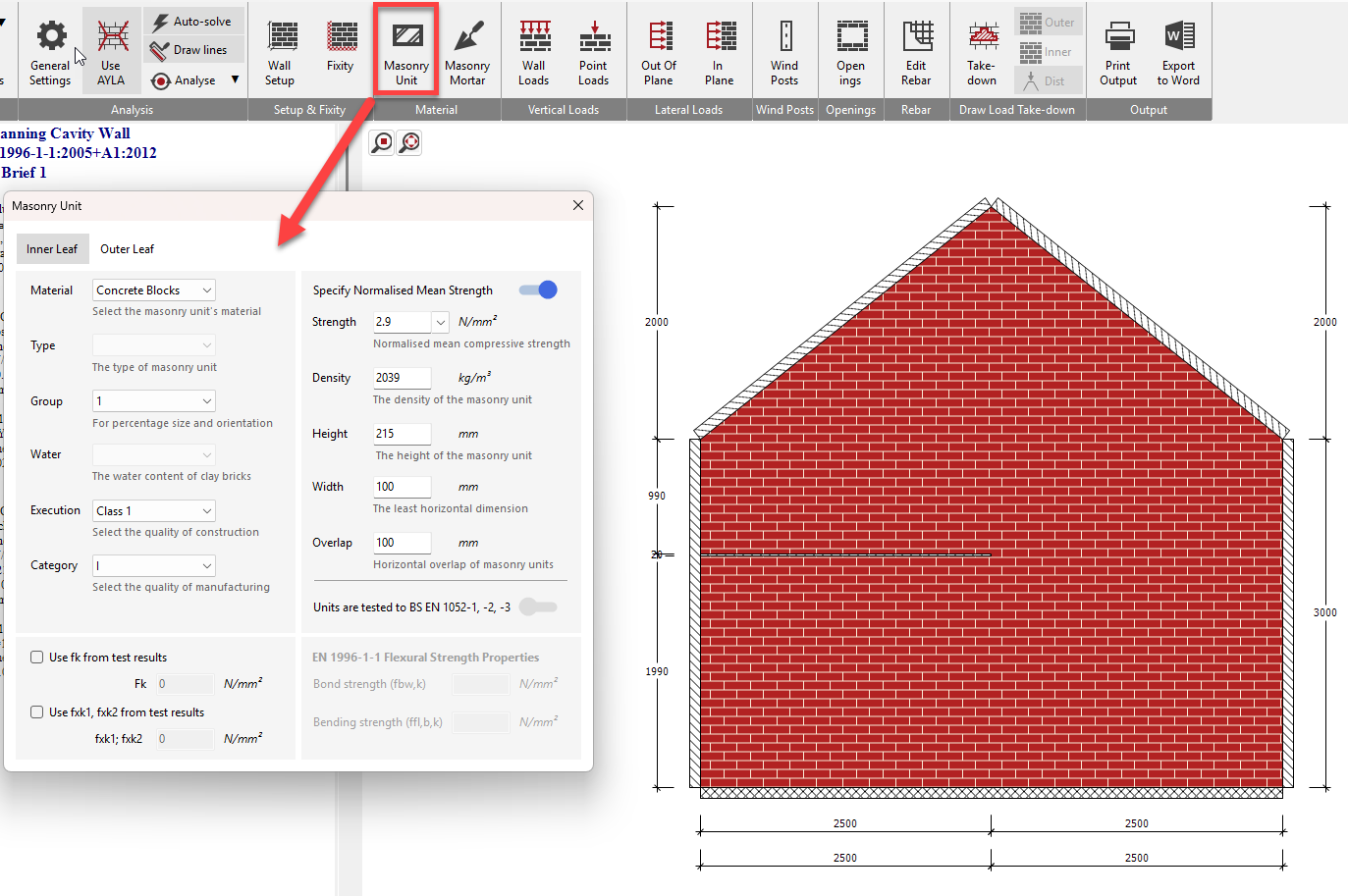 Masonry Wall Panel Design (EN1996) | MasterSeries Help