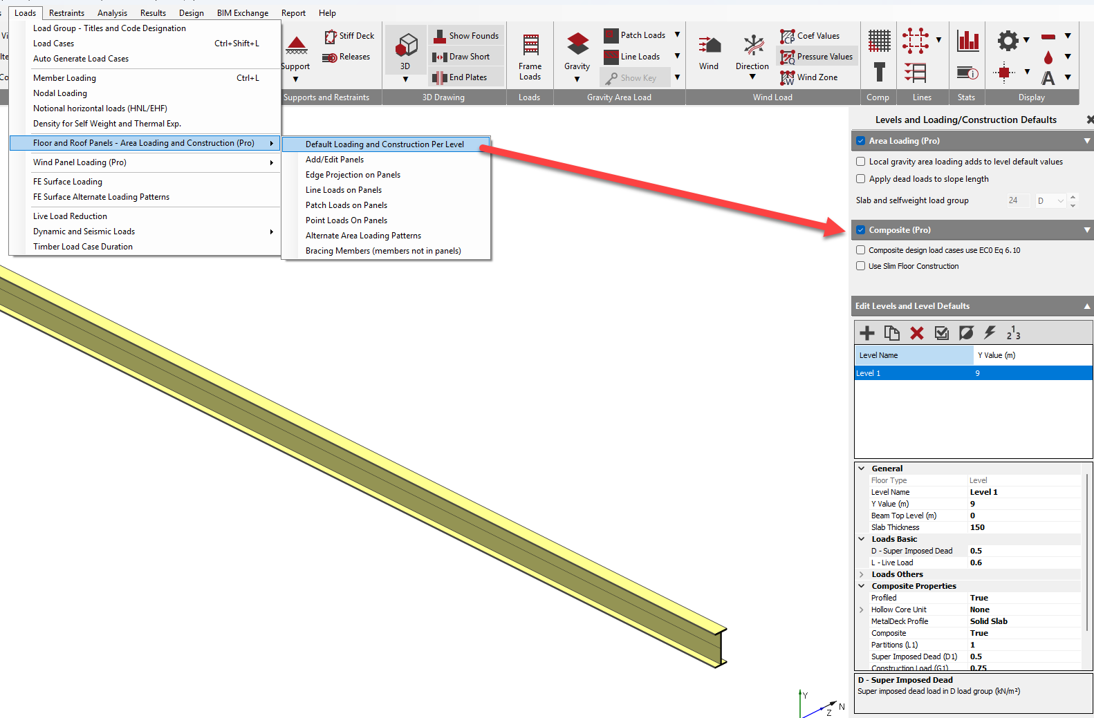 Defining a Composite Beam Member in MasterFrame | MasterSeries Help